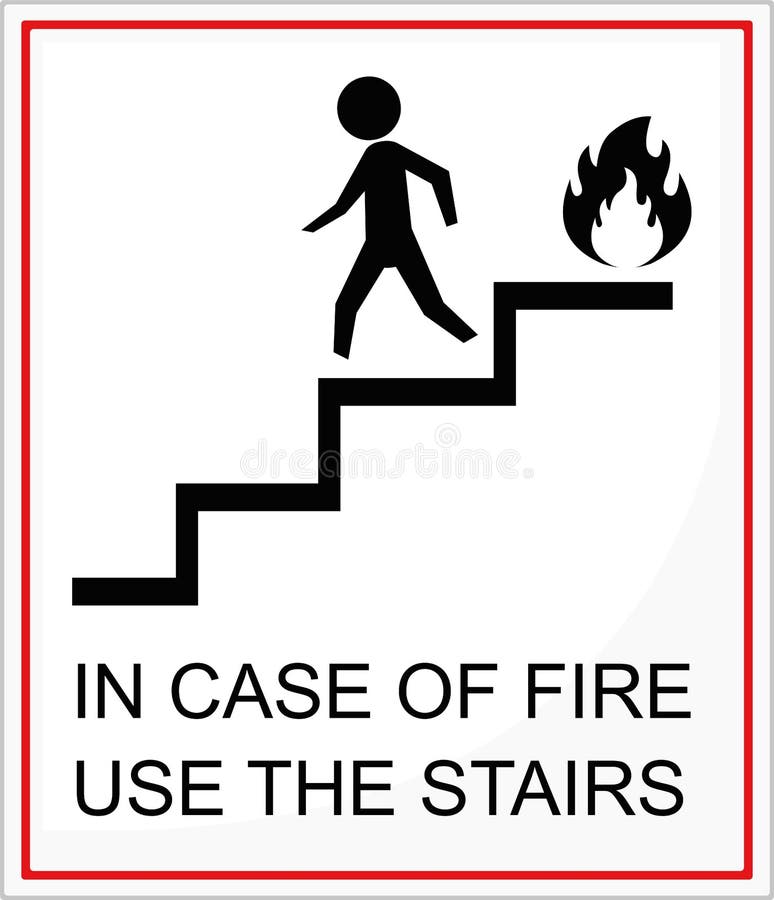 In Case of Fire Use Stairs Do Not Use Elevators Sign with Warning ...