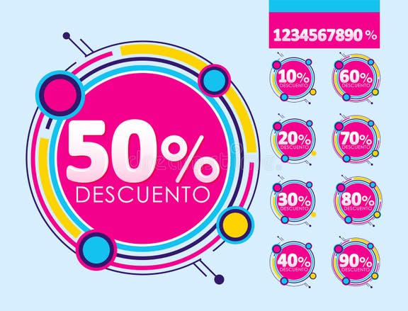 Descuento, Discount Spanish Text, Offer Editable Online Sale. Stock ...