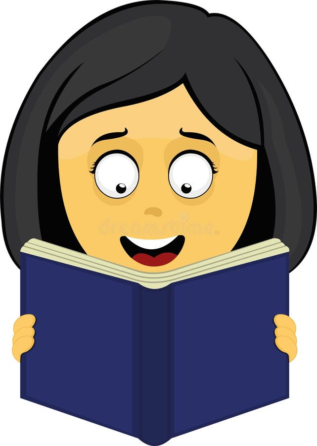 Vector Emoticon Girl Cartoon Read Stock Vector - Illustration of read ...
