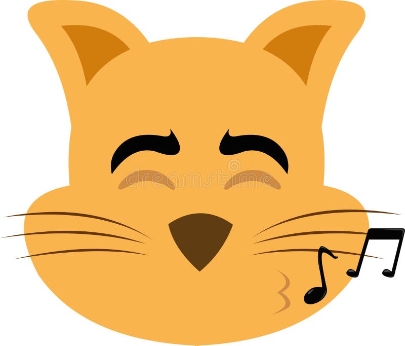 Vector Head Cat Whistle Musical Notes Stock Vector - Illustration of ...