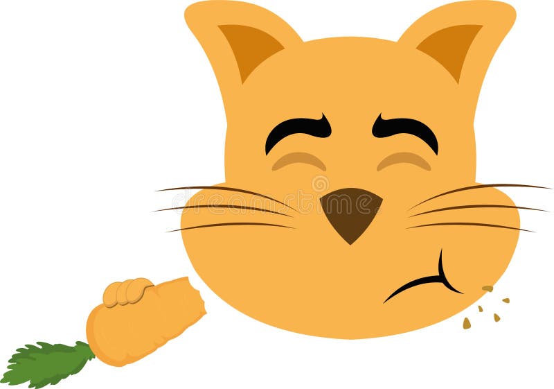 Vector Emoji Head Feline Eat Carrot Stock Vector - Illustration of ...