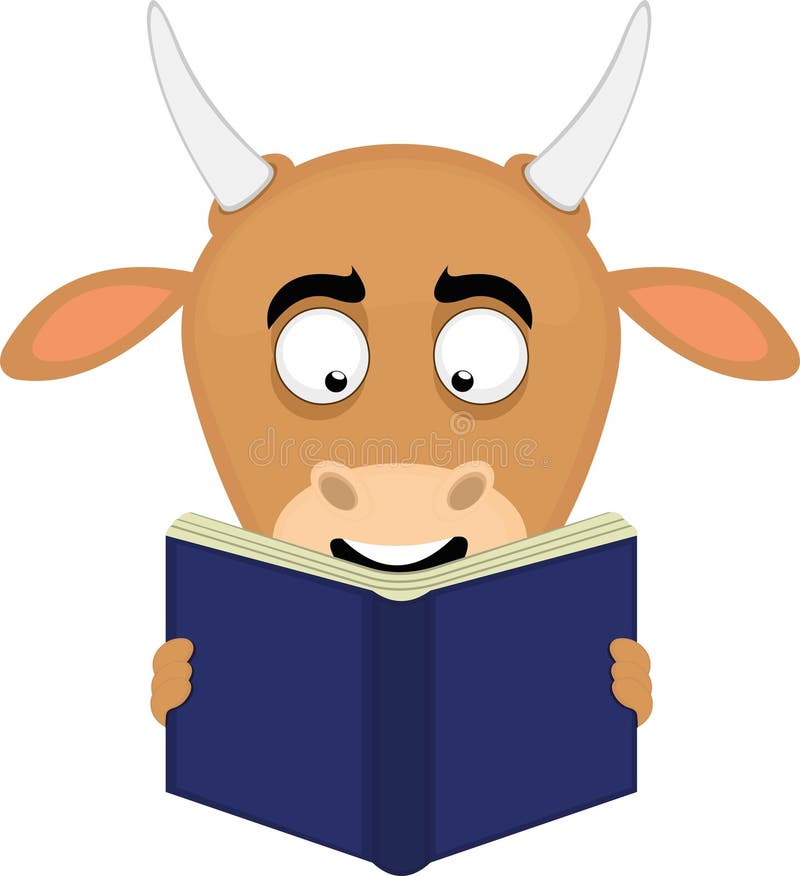 Head Cow Reading Book Cartoon Stock Vector - Illustration of bovine ...
