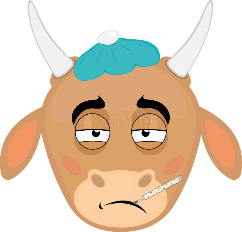 Head Sick Cow Thermometer Water Bag Stock Vector - Illustration of ...