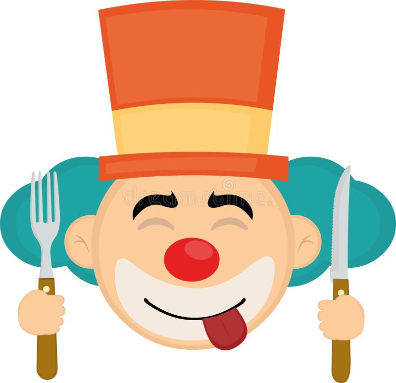 Head Clown Yummy Expression Knife and Fork Stock Vector - Illustration ...