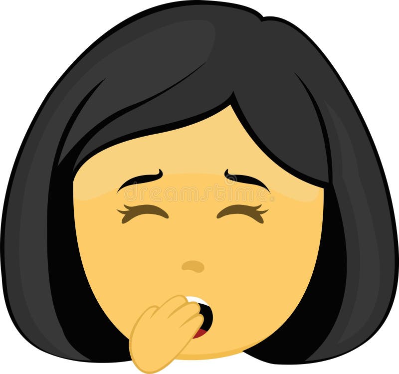 Emoji woman head yawning stock vector. Illustration of yawning - 327375948