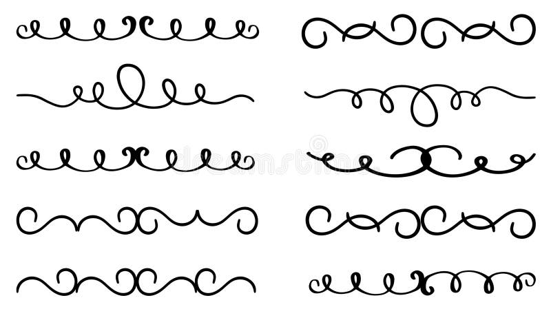 Artistic Brush Stroke Squiggles, Collection of Hand Drawn Decorative ...