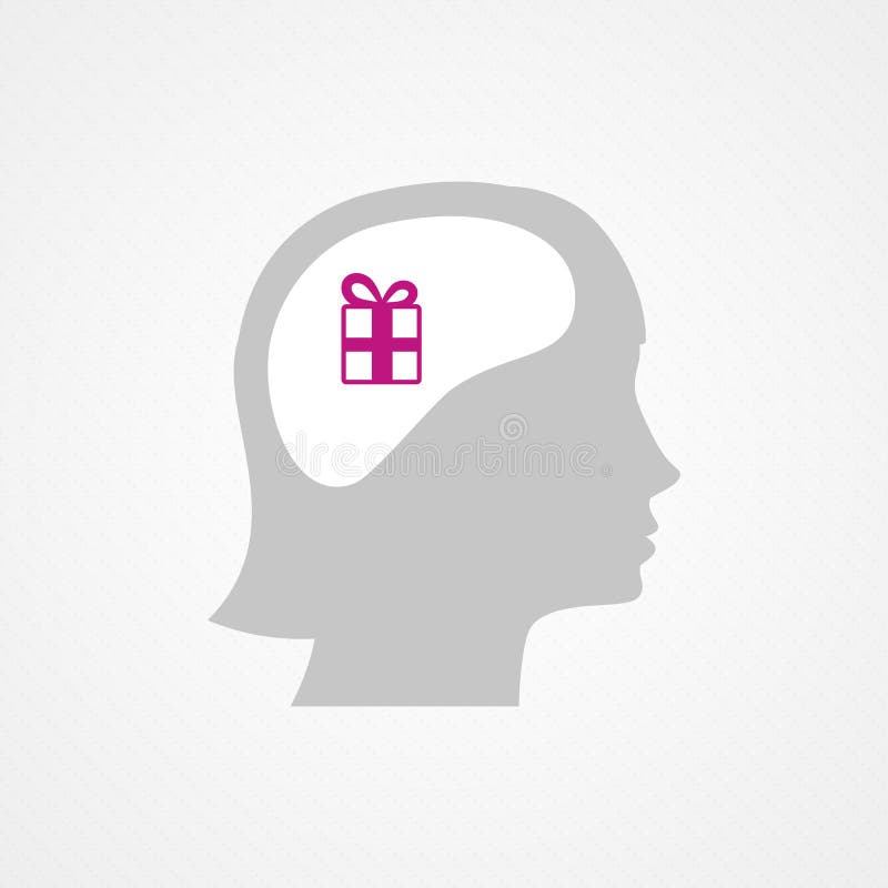 Female Head and Gift Box Icon. Vector Illustration, Flat Design Stock ...
