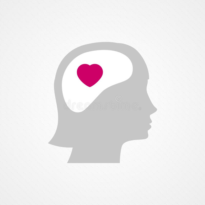 Female Head Icon and Heart Shape. Vector Illustration, Flat Design ...