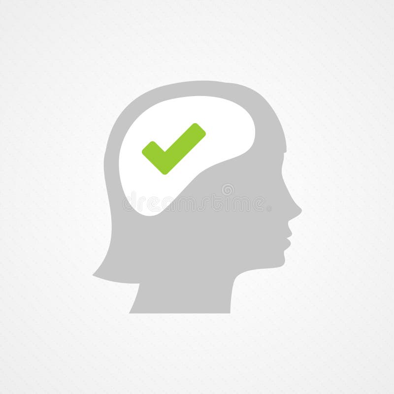 Female Head and Right Check Mark. Vector Illustration, Flat Design ...