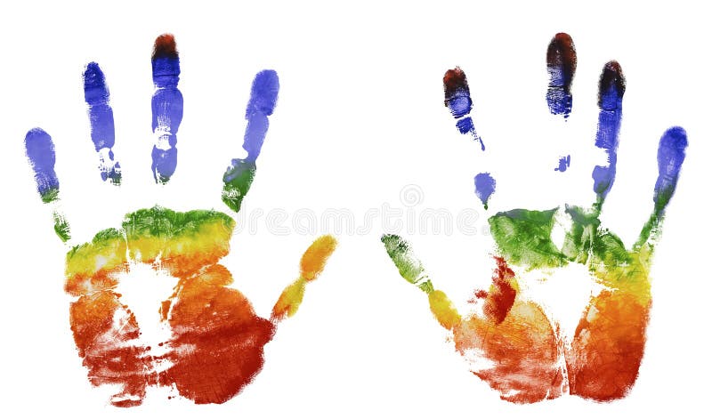 The Imprint of the Two Hands of the Rainbow Colors, Gouache, Freedom ...