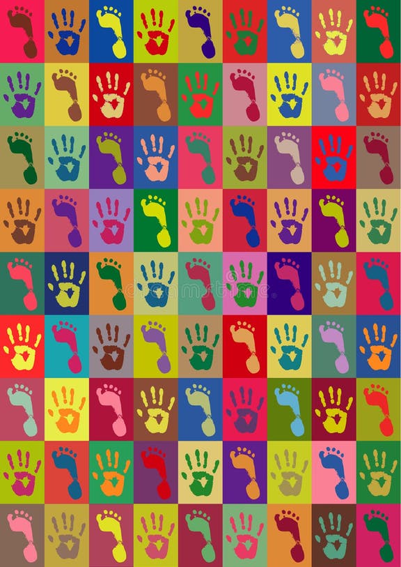 Imprints of Hands and Foots Stock Vector - Illustration of hands ...