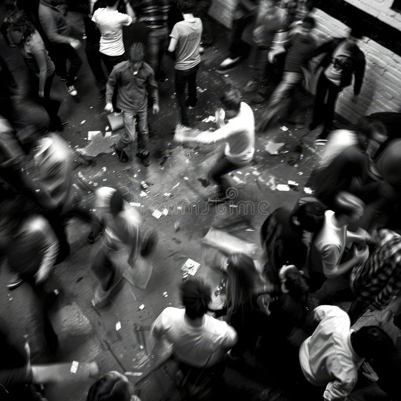 Impromptu Chaos among a Large Group of People Stock Illustration ...