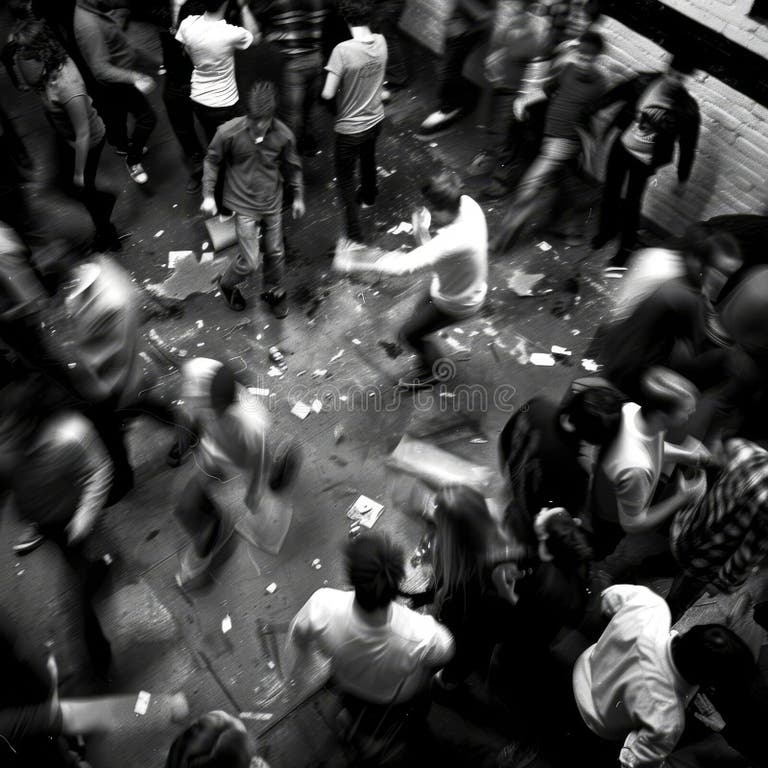 Impromptu Chaos among a Large Group of People Stock Illustration ...