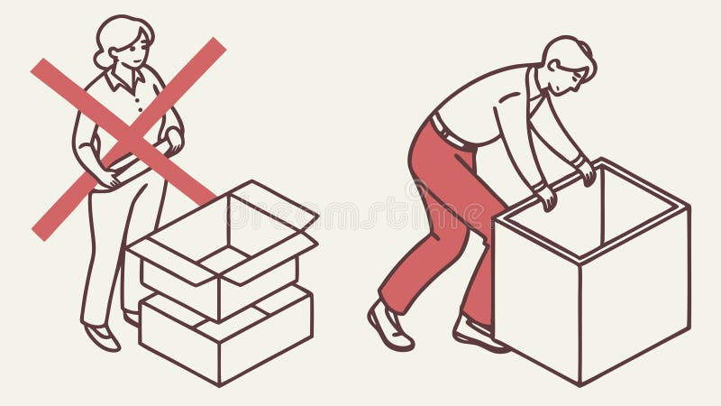 Improper Lifting of Boxes, Workplace Safety Vector, Vector Design ...