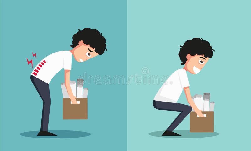 Improper Versus Against Proper Lifting ,illustration, Stock Vector ...