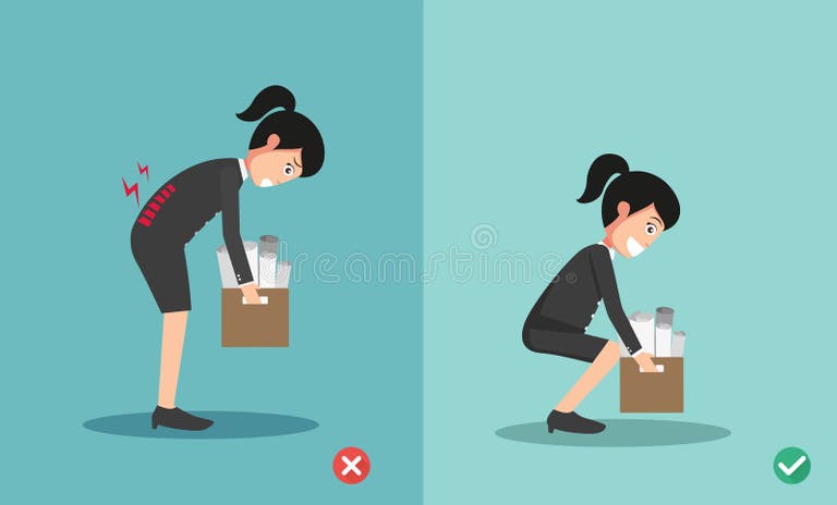 Improper Versus Against Proper Lifting Stock Vector - Illustration of ...