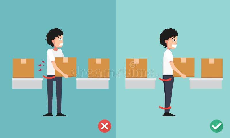 Proper lifting technique stock vector. Illustration of bend - 90415877