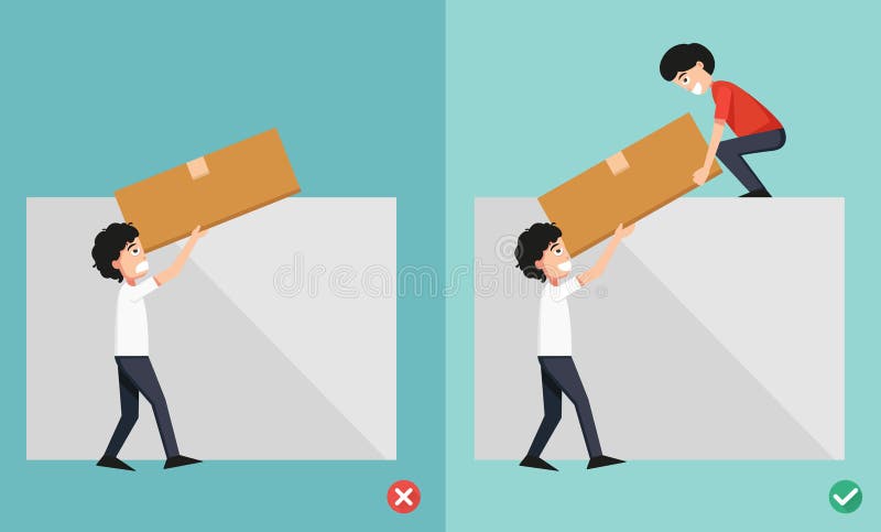 Improper Versus Against Proper Lifting Stock Vector - Illustration of ...