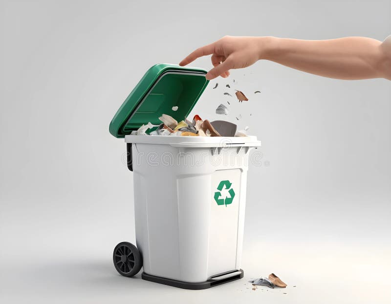 Improper Waste Disposal in Recycling Bin Stock Illustration ...