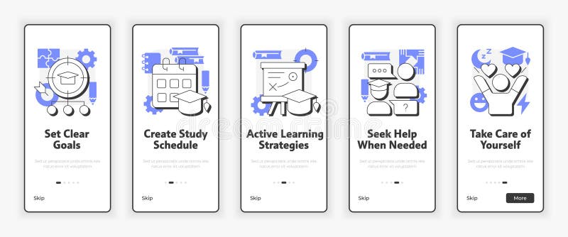Improve Academic Performance Mobile Onboarding Screen Stock Vector ...