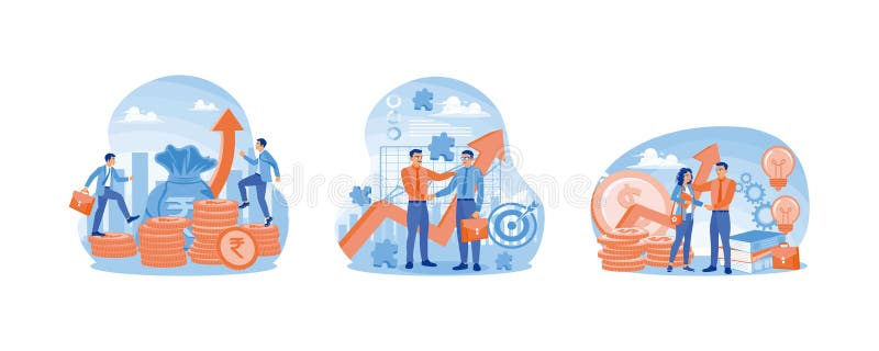 Improve Global Business. Businessman Working Together with Colleagues ...