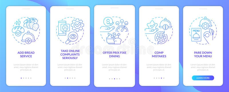 Improve Restaurant Guest Satisfaction Blue Gradient Onboarding Mobile ...