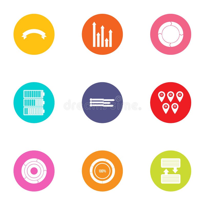 Improve the Scheme Icons Set, Flat Style Stock Vector - Illustration of ...