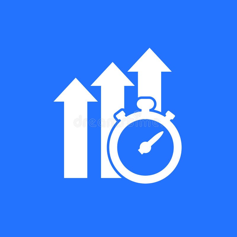 Improve time icon on blue stock vector. Illustration of performance ...