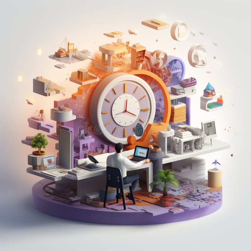 Improve Time, Work Efficiency. Creative, Futuristic, Abstract Design ...