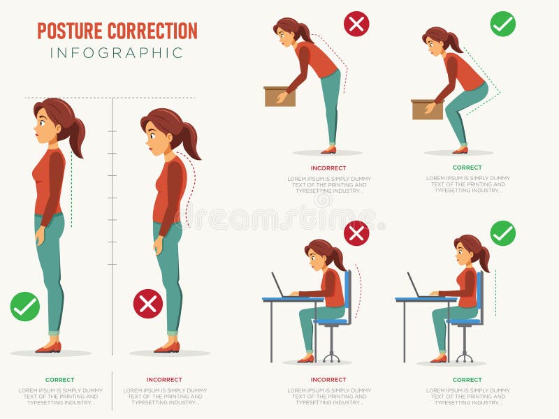 Improve Your Stance Essential Posture Correction Tips Infographic Stock ... Improve Your Stance Essential Posture Correction Tips Infographic Stock ...