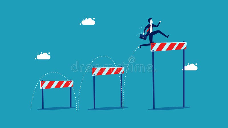 Improve Yourself and Overcome Big Obstacles. Businessman Jumping Over ...