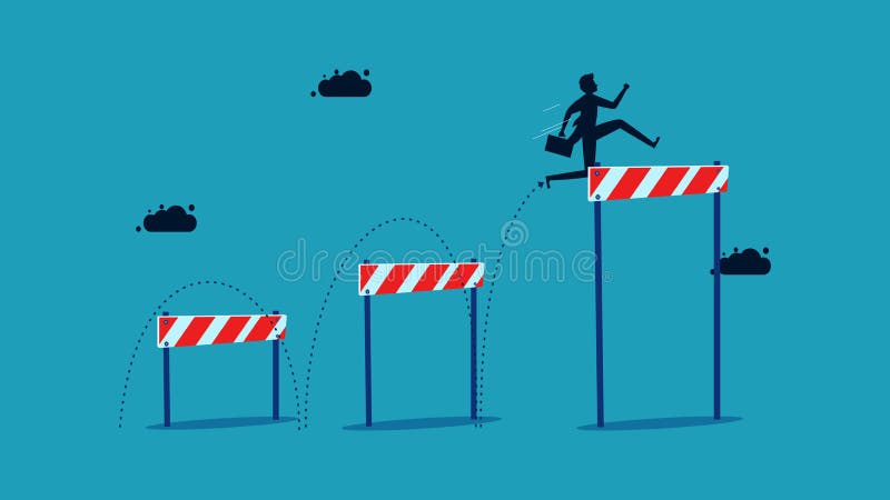 Improve Yourself and Overcome Big Obstacles. Businessman Jumping Over ...