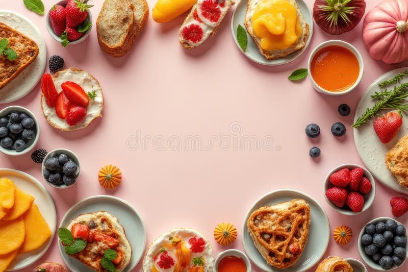 Improved Breakfast Display stock illustration. Illustration of cutlery ...