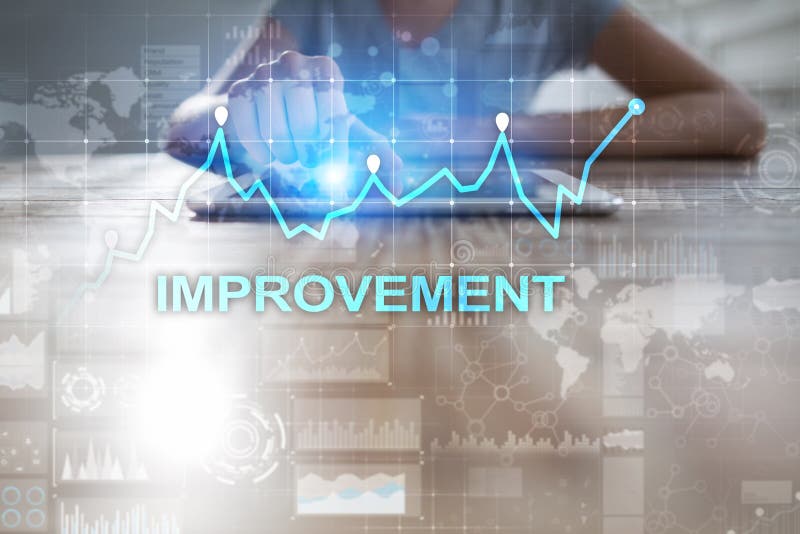 Improvement Graph on Virtual Screen. Business and Technology Concept ...