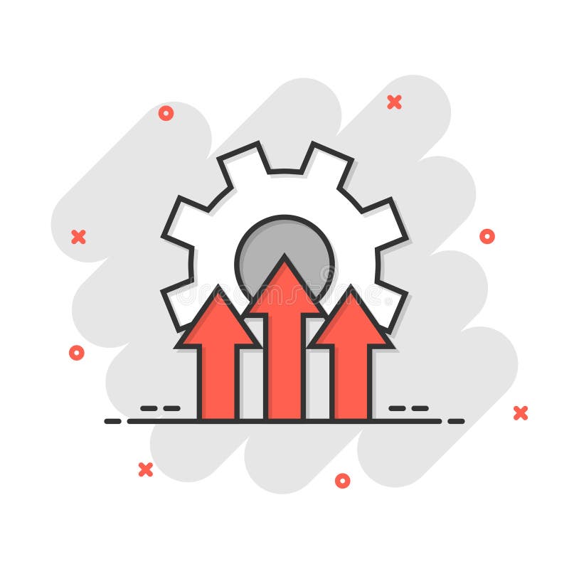 Improvement Icon in Comic Style. Gear Project Cartoon Vector ...