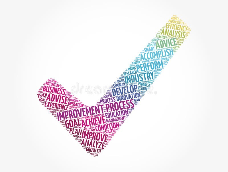 Improvement Process Check Mark Word Cloud, Business Concept Background ...
