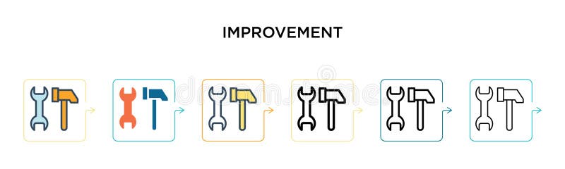 Improvement Vector Icon in 6 Different Modern Styles. Black, Two ...