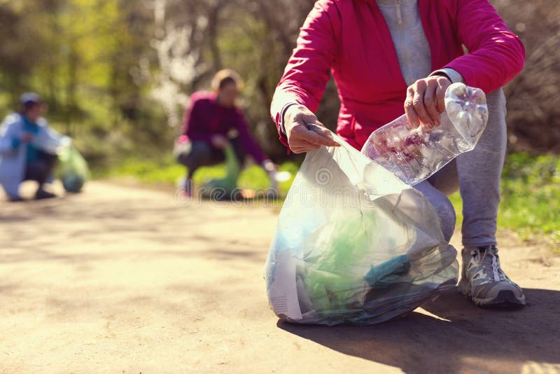 Inspired Volunteers Gathering Garbage in the Park Stock Photo - Image ...