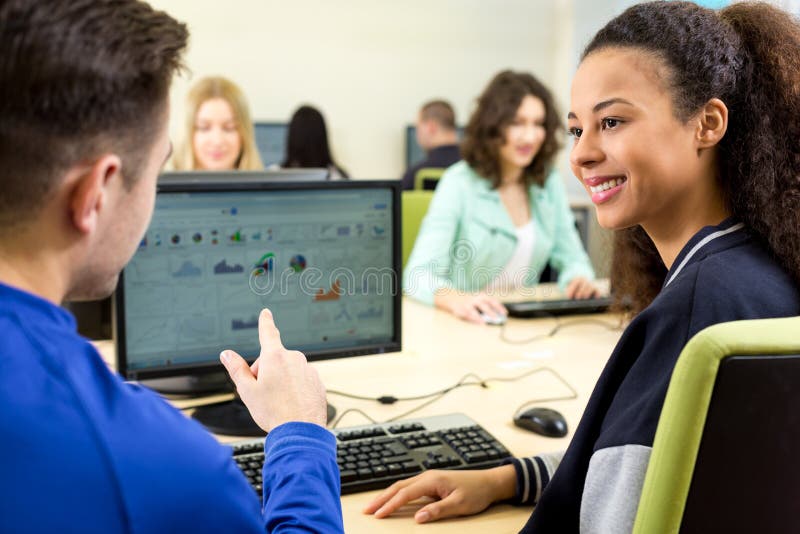 Improving Her Computer Skills Stock Image - Image of science, pupil ...
