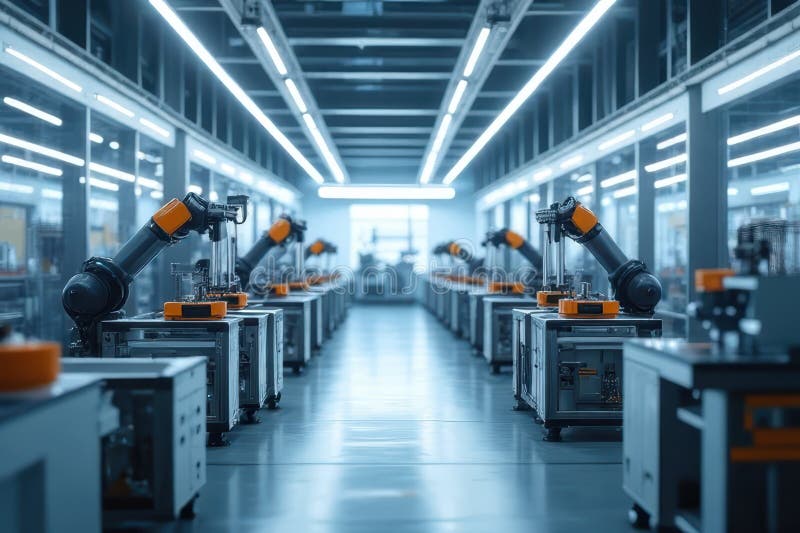 Improving Industry through Sophisticated Robotics Stock Illustration ...