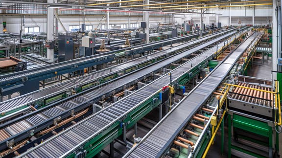 Improving Production Processes, Large Factory Assembling Conveyor Line ...