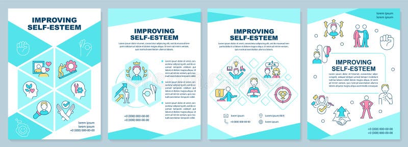 Improving Self Esteem Turquoise Brochure Template Stock Vector ...
