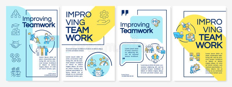 Improving Teamwork Blue and Yellow Brochure Template Stock Vector ...