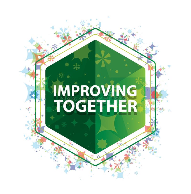 Improving Together Floral Plants Pattern Green Hexagon Button Stock ...