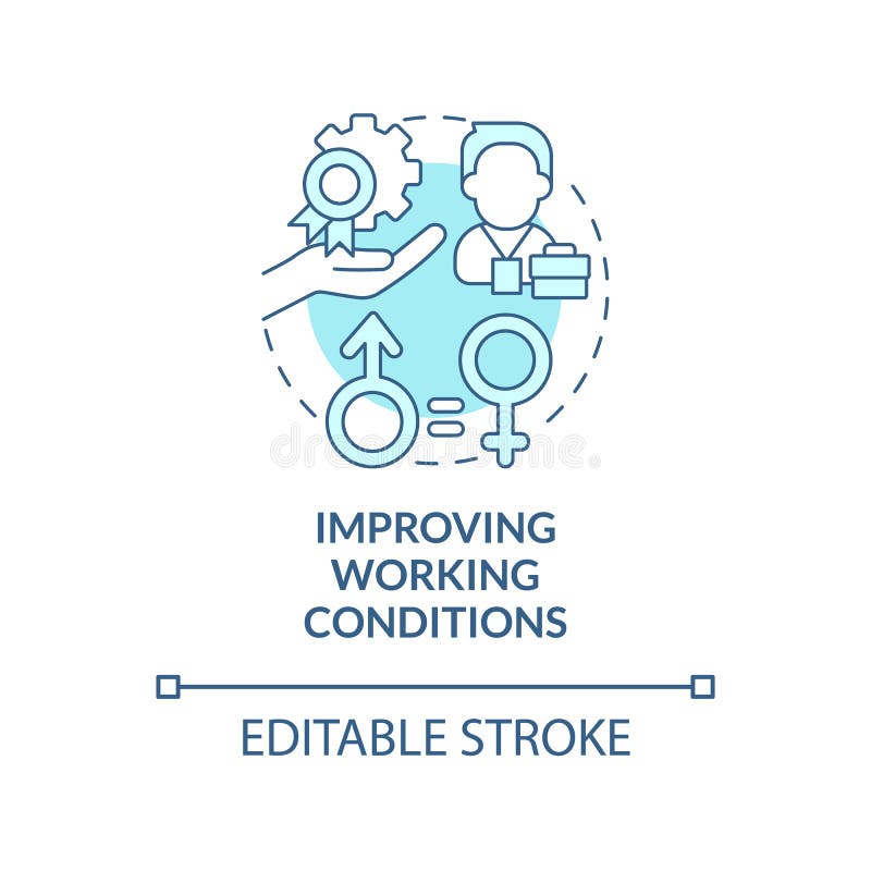 Improving Working Conditions Blue Concept Icon Stock Vector ...