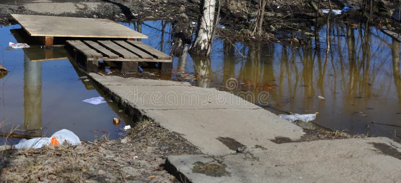 Improvised Makeshift Bridge Over a Ditch with Water Stock Photo - Image ...