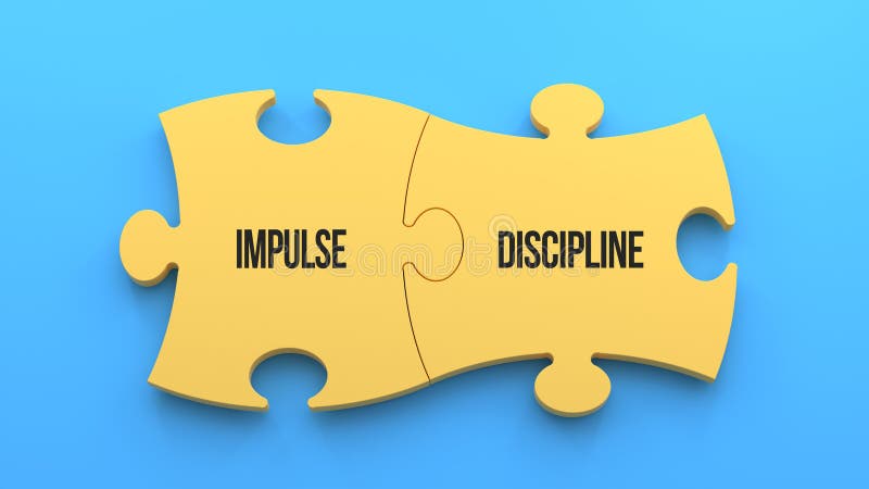 Impulse and Discipline Text Message on Jigsaw Puzzle. Blue Background ...