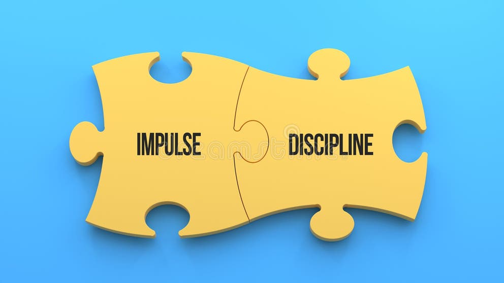 Impulse and Discipline Text Message on Jigsaw Puzzle. Blue Background ...
