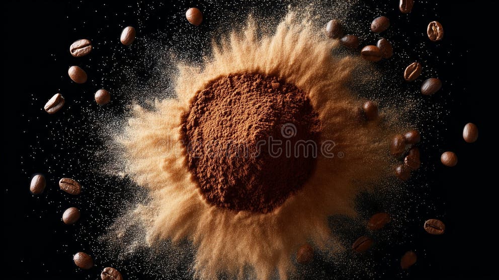 Impulsive Burst of Coffee Powder and Beans Creates a Dynamic Visual ...