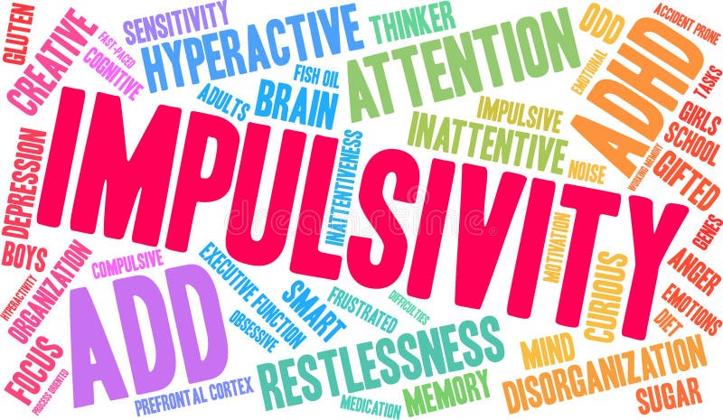 Impulsivity Word Cloud stock vector. Illustration of attention - 103136869